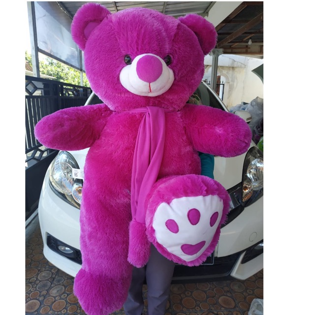 Jual Boneka teddy bear jumbo / boneka beruang jumbo syal telapak ungu ... Jual Boneka teddy bear jumbo / boneka beruang jumbo syal telapak ungu ...