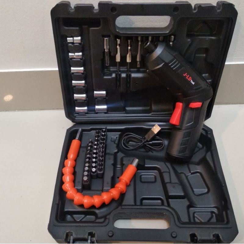 Bor obeng screwdriver set bor cordless JLD 4.2V | Shopee Indonesia