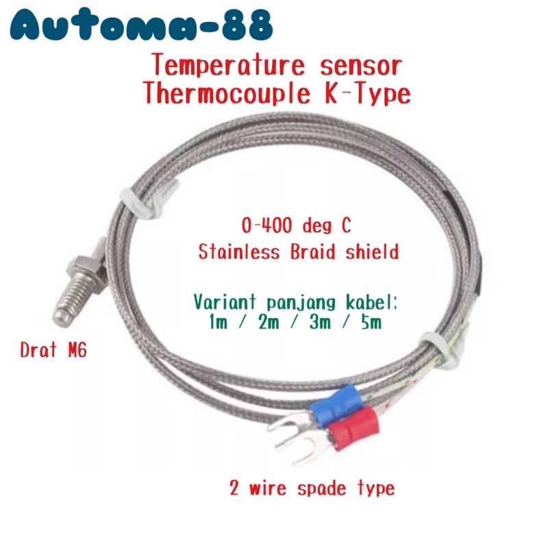 Jual Sensor Temperature Thermocouple Type K TC-K Drat Thread M6 Sensor ...