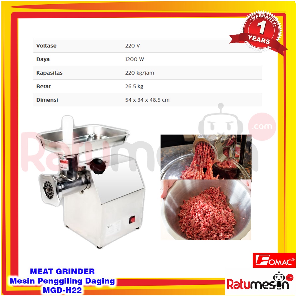 Jual Meat Grinder / Mesin Penggiling Daging MGD-H22 FOMAC (Kapasitas ...