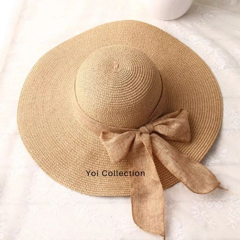 Jual Topi Pantai Lebar Pita Besar Import Topi Wanita | Shopee Indonesia