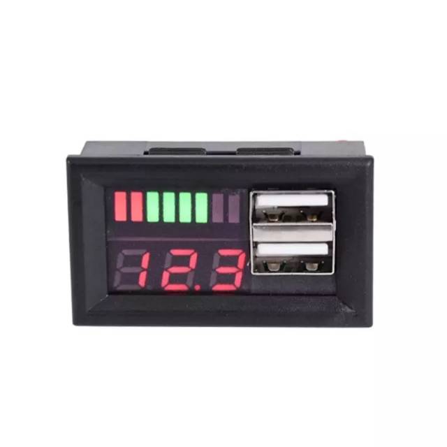 Jual DC 12v accu battery voltmeter indikator kapasitas aki plus USB charger 5v total 2.1A ...