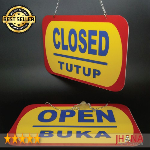 Jual sign buka Tutup 244x150mm /Acrylic papan buka tutup #BISAGOJEK ...