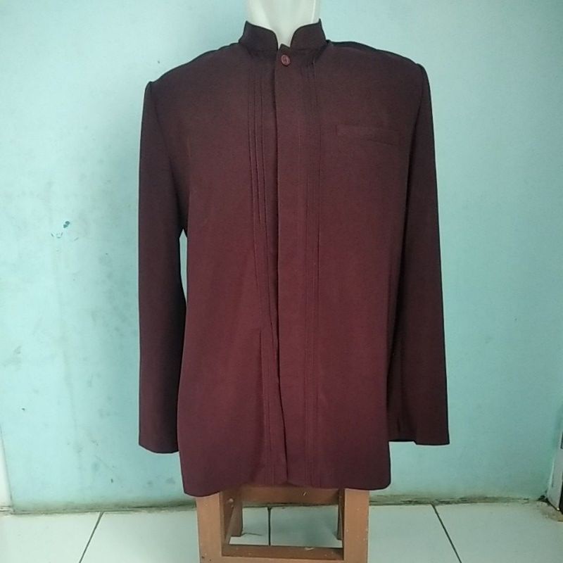 Jual Jasko jas Koko pria MQ fashion polos opnaisel warna marun | Shopee ...