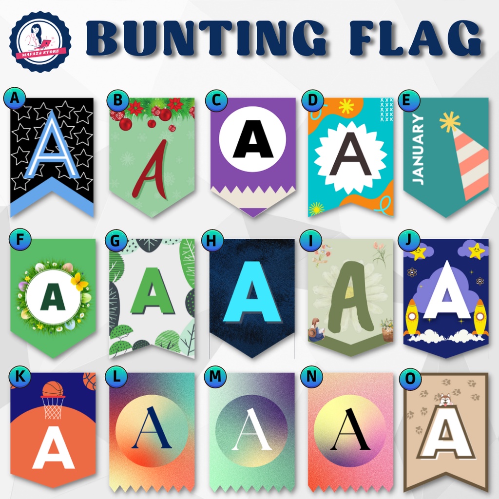 Jual Custom bunting flag free tali / banner flag tedak siten / happy ...