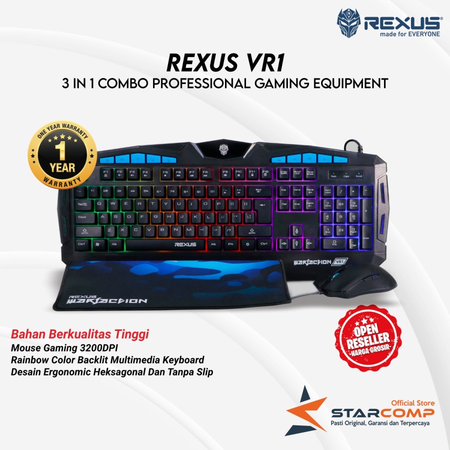 Jual Rexus Warfaction VR1 Keyboard Mouse Combo | Shopee Indonesia
