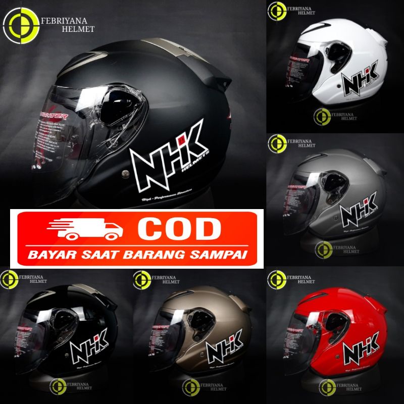 Jual HELM NHK R6 SOLID BLACK DOFF | HELM HALFFACE NHK R6 SOLID TERLARIS ...