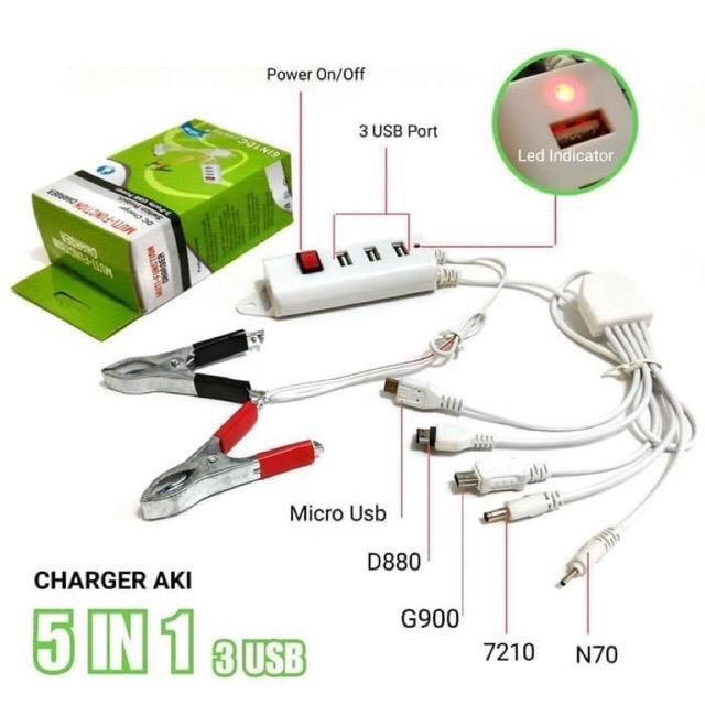 Jual Charger aki motor 2 in 1 3usb porf multi fungsi | Shopee Indonesia