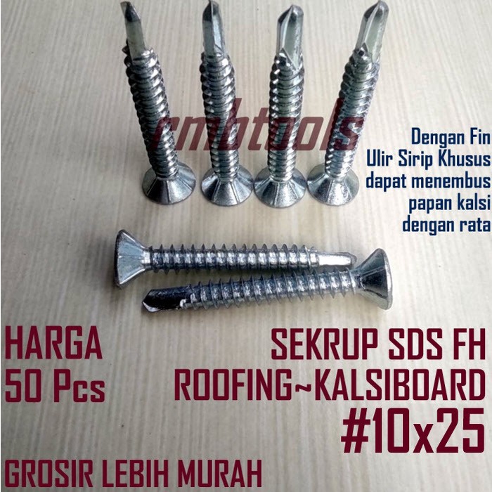 Jual 50PCS#10x25 SEKRUP GRC SDS KALSIBOARD LIST PLANG / SEKRUP ROOFING ...