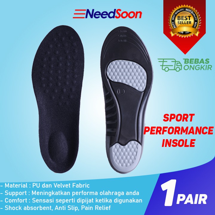 INSOLE SEPATU OLAHRAGA PERFORMANCE SHOCK ABSORB ORTHOTIC ORTHOPEDIC PU ...