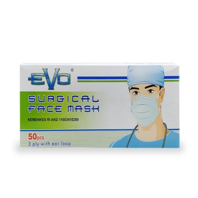 Jual Masker Evo Earloop Surgical Face Mask isi 50 pcs / Evo plusmed ...