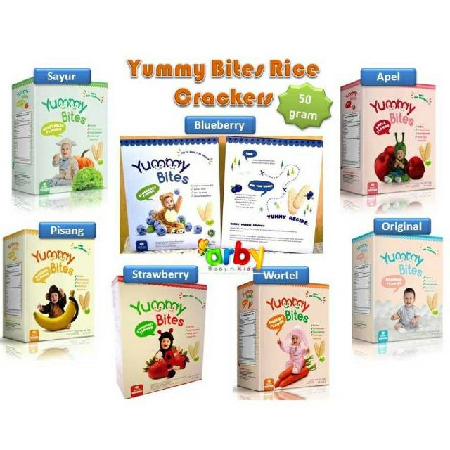 Jual Yummy Bites Baby Rice Crackers Snack Bayi Biskuit Bayi | Shopee ...