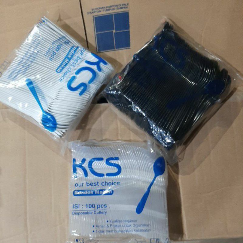 Jual Sendok plastik sendok makan plastik merek KCS. 1 pack = 100 pcs ...