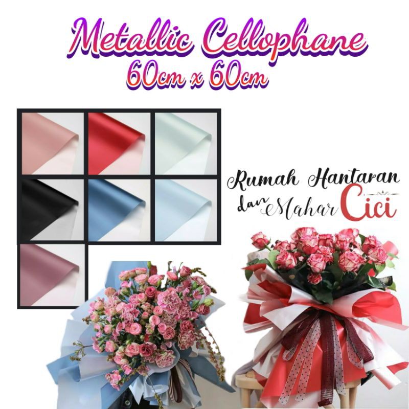 Jual 60cmx60cm metallic cellophane/kertas buket/kertas bouquet/bouquet ...