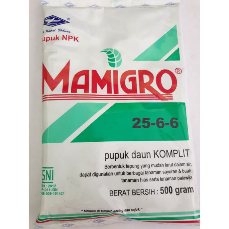 Jual pupuk mamigro hijau 25-6-6 daun isi 500 gram | Shopee Indonesia