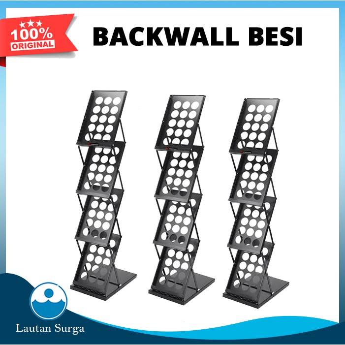 Jual Rak Brosur 4 Susun Hitam Alumunium Rak Brochur Besi Tempat Brosur ...