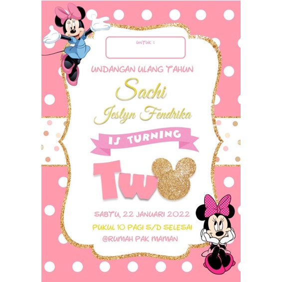 Jual Undangan Ulang Tahun anak tema Minnie Mouse 2 | Shopee Indonesia