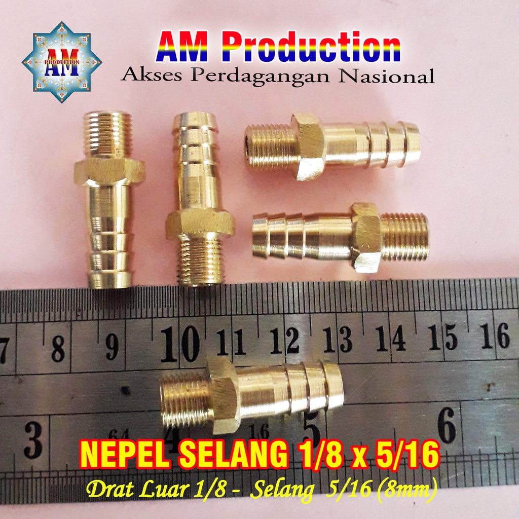 Jual Nepel Selang 1/8x5/16, Nepel Selang Kuningan, Hose Neaple, Drat ...