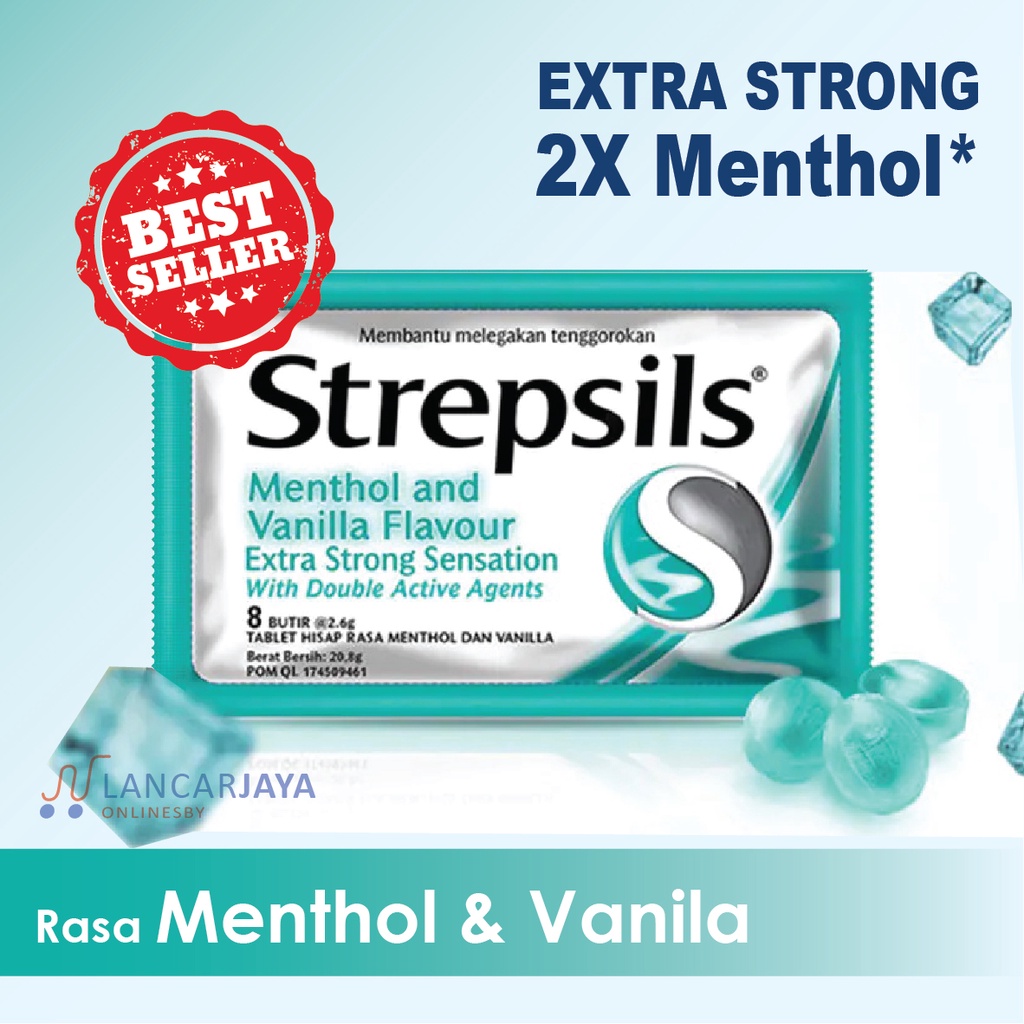 Strepsils Extra Strong Permen Pelega Tenggorokan Menthol dan Vanila 1 ...