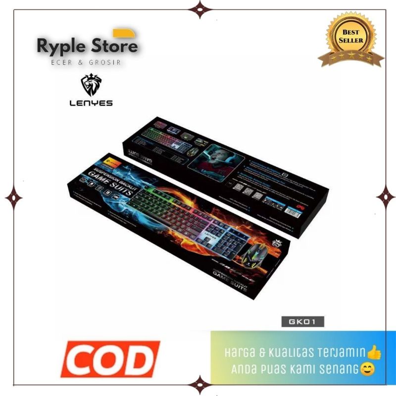 Jual Lenyes GK-01 Keyboard Gaming LED RGB Lamp + Mouse Rainbow ...