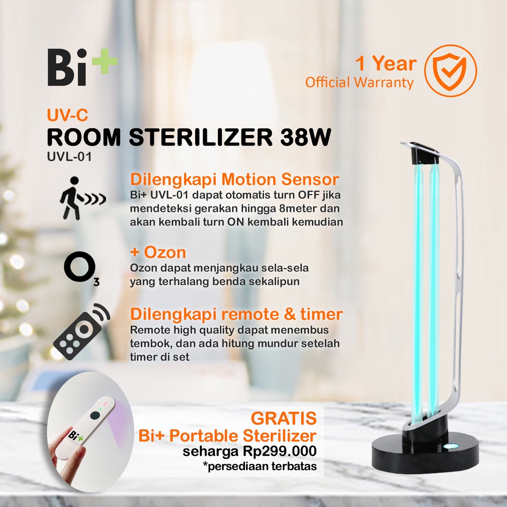 Jual Bi+ UV Sterilizer Lamp Sterilisasi Ruangan 38W Indonesia|Shopee Indonesia