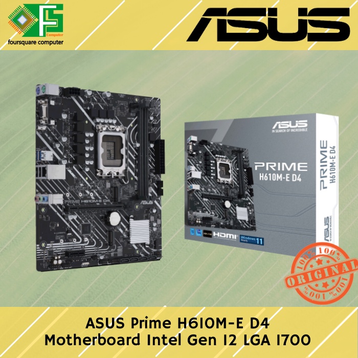 Jual Motherboard ASUS Prime H610M-E D4 MB Intel Gen 12 Socket LGA 1700 DDR4 Mikro ATX | Shopee ...