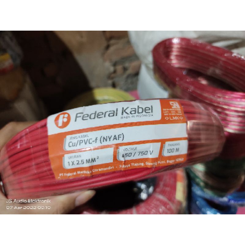 Jual 1 meter kabel NYAF serabut 1x 2.5mm merek federal (1.METER) | Shopee Indonesia