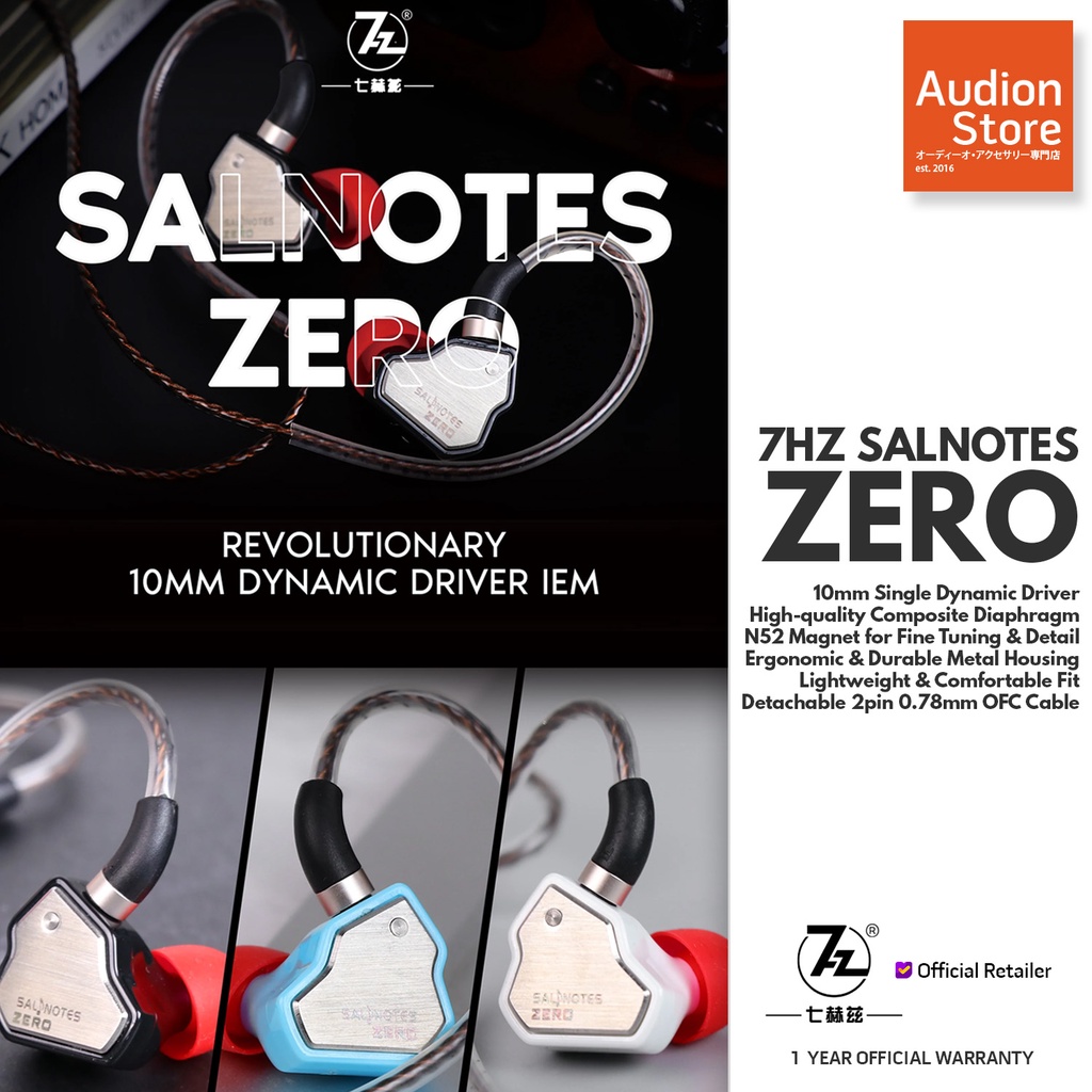 Jual 7HZ/7HERTZ SALNOTES ZERO 10mm Single Dynamic Driver 2pin In-ear ...