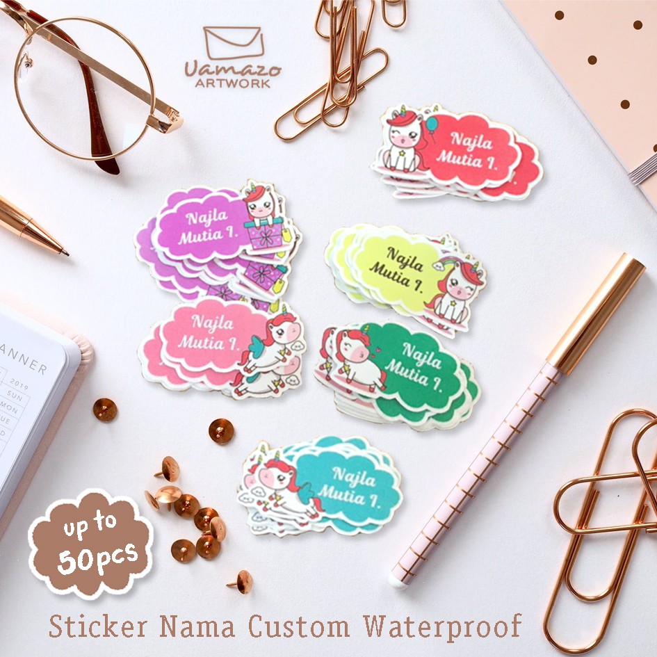 Jual Sticker Nama Lucu / Sticker Custom / Sticker Waterproof / Label ...