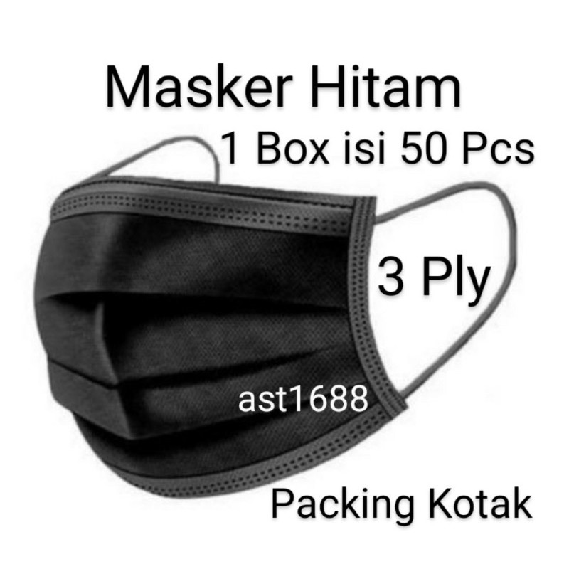 Masker 3ply warna Hitam Medis Surgical 3 ply 1 Box isi 50 Pcs | Shopee ...