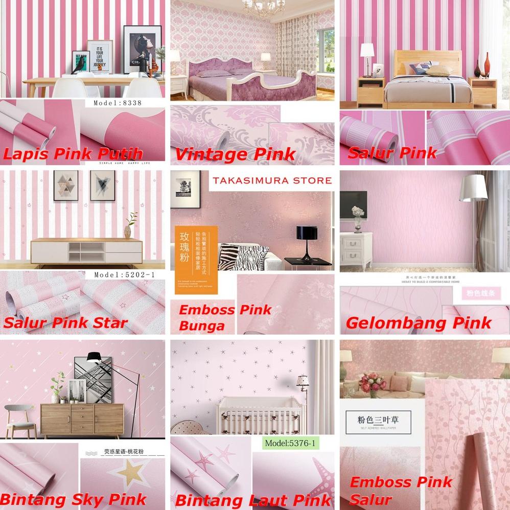 Jual Wallpaper Dinding Wallsticker Walpaper 45 Cm X 10 M Tema Pink ...