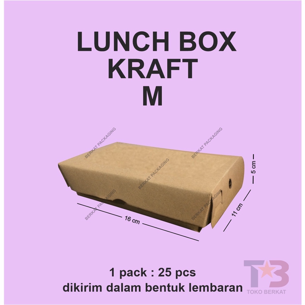 Jual Paper Lunch Box Kraft Medium Brown ISI 25bj / Lunch Box Coklat Medium /Lunch Box Kraft ...