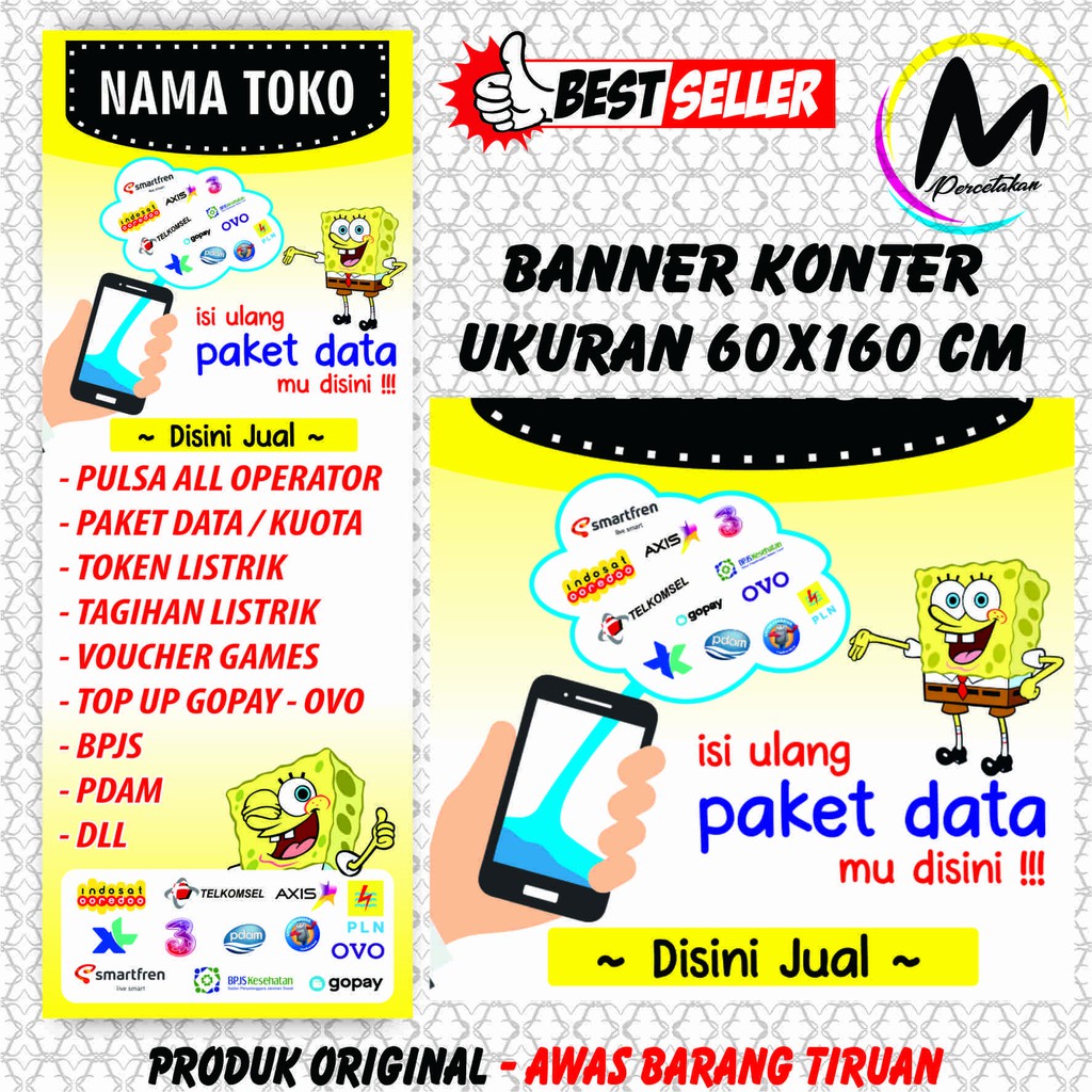 Jual Spanduk Konter Pulsa Variasi Yellow - Ukuran 60x160 Cm | Shopee Indonesia