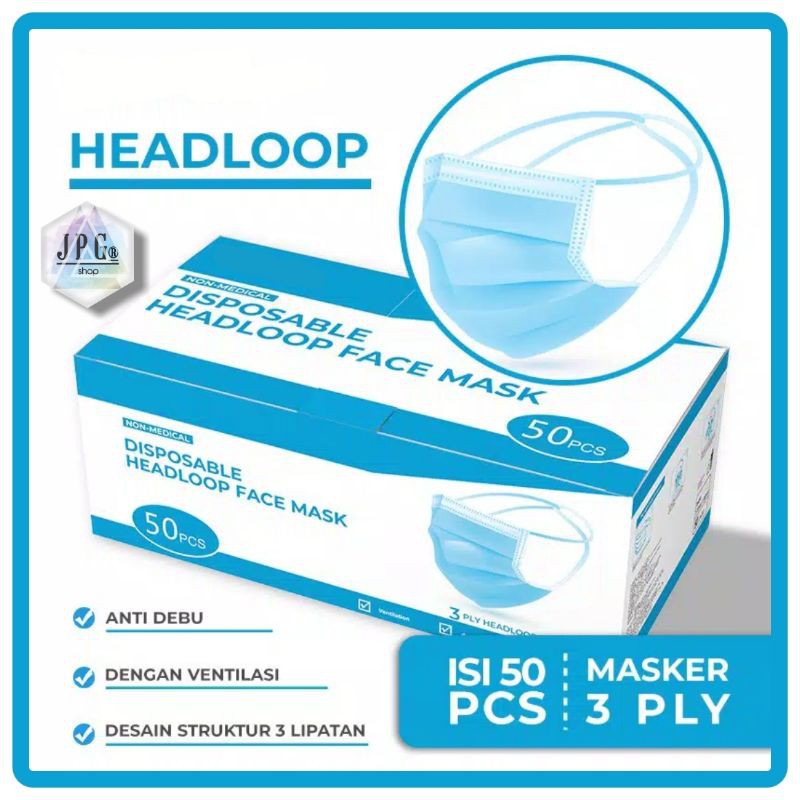 Masker Headloop 3ply Masker Earloop 3ply 1 Box ISI 50PCS Masker Hijab ... Masker Headloop 3ply Masker Earloop 3ply 1 Box ISI 50PCS Masker Hijab ...
