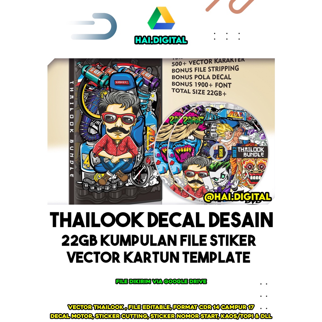 Jual BUNDLE KUMPULAN FILE THAILOOK DECAL DESAIN STICKER VECTOR KARTUN ...
