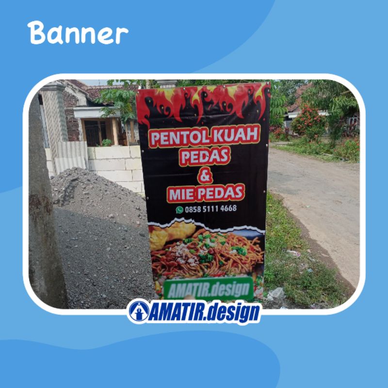 Jual BANNER PENTOL KUAH PEDAS / MIE PEDAS ukuran 50x100 cm (dapat 2 ...