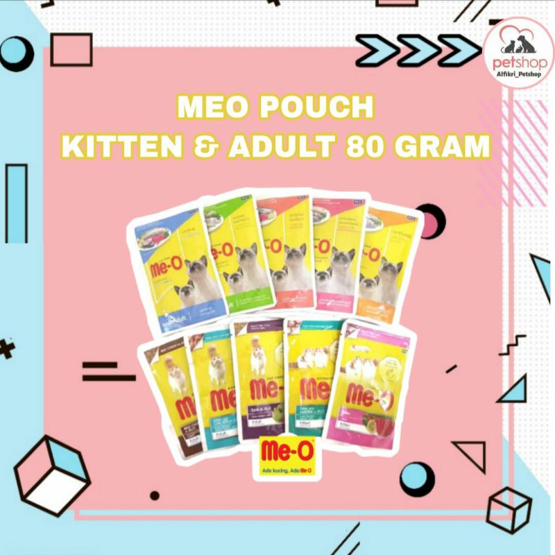 Jual Me-O Pouch Sachet 80g Kitten & Adult Varian Makanan Kucing Basah ...
