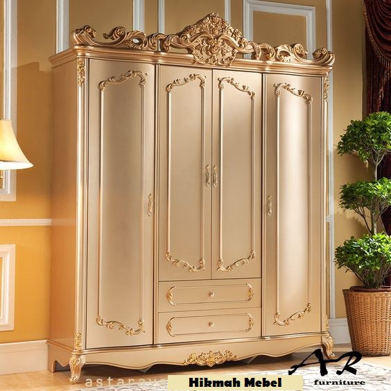 Jual Lemari Pakaian Klasik 4 Pintu Duco Gold Minimalis Modern | Shopee ...