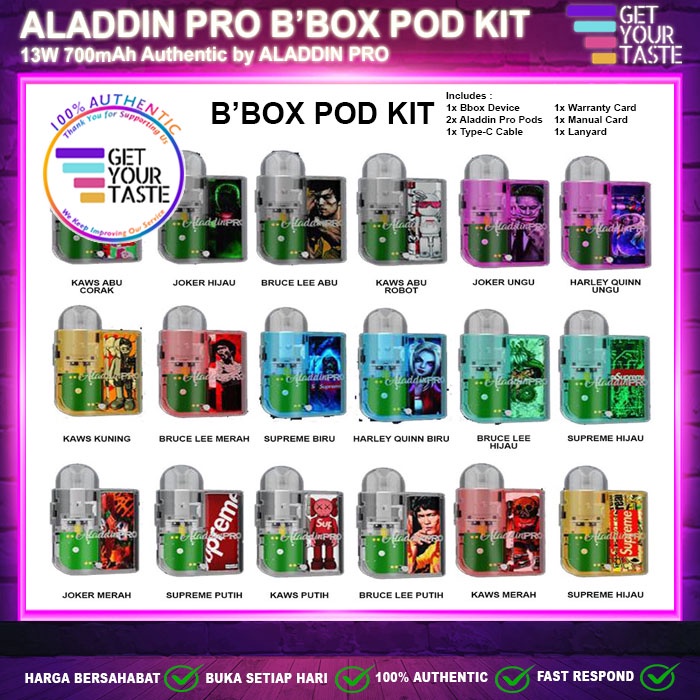 Jual Aladdin Pro BBOX Translucent Edition Pod Kit 13W 700mAh B'box ...