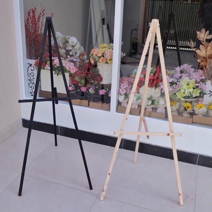 Jual Stand kayu minimalis tripod kayu penyangga papan bunga kaki papan ...