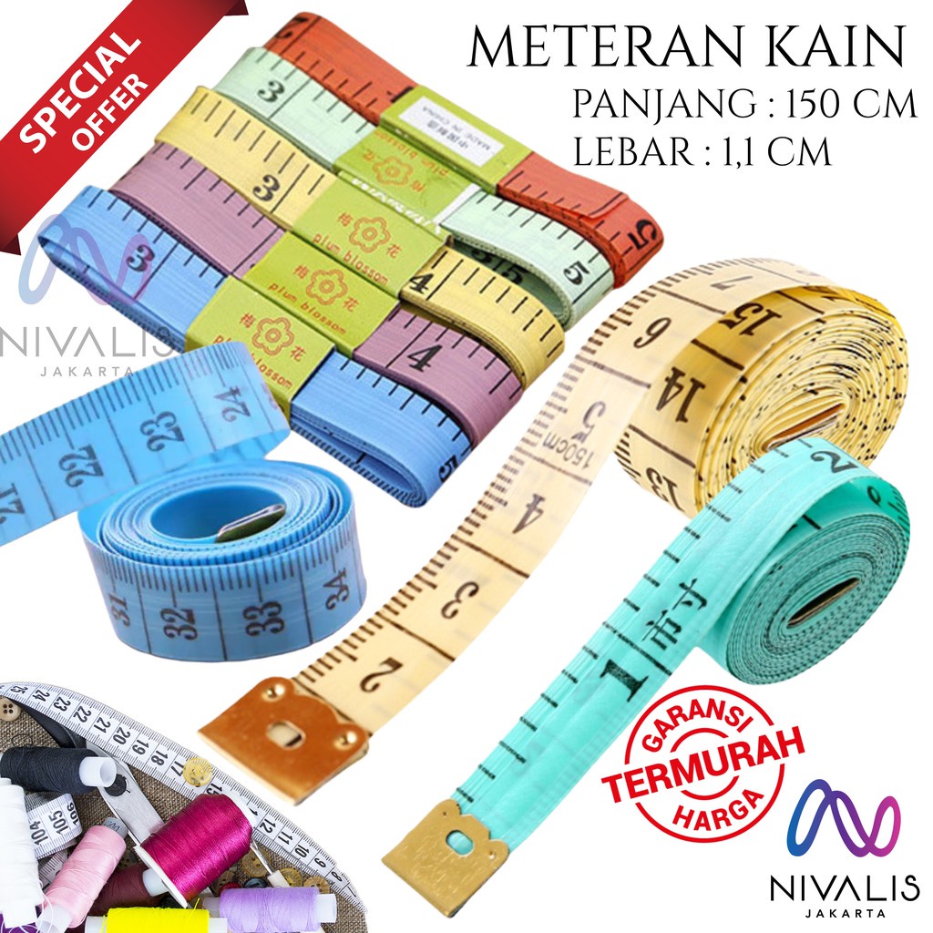 Jual METERAN JAHIT 150 CM / METERAN KAIN ALAT PENGUKUR METERAN BADAN ...