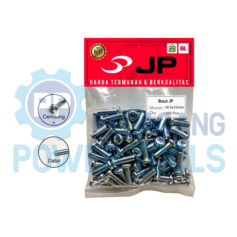 Jual BAUT JP M 5 x 15 MM - SEKRUP SKRUP BAUT JP 5x15 M5 x 15 ISI 100 PCS | Shopee Indonesia