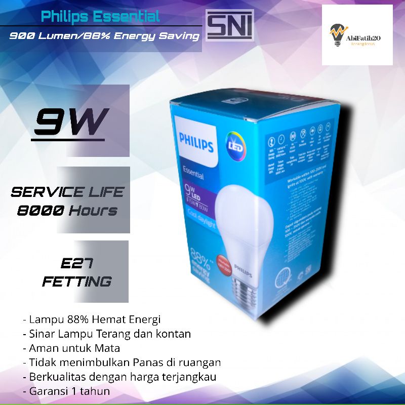 Jual Lampu bohlam LED Philips essential 9W,9 watt/bolam led Philips essential 9 W | Shopee Indonesia