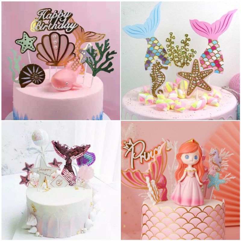 Jual Topper Kue Bentuk Ekor Mermaid/ Mermaid Tail Cake Topper Aksen ...