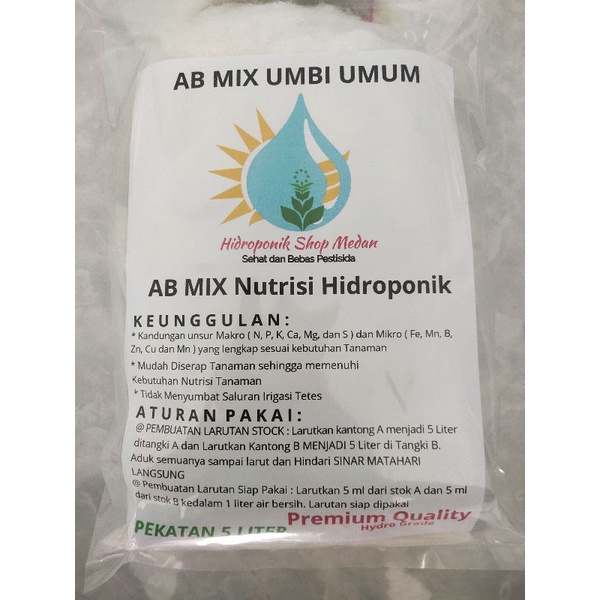 Jual Nutrisi AB Mix UMBI UMUM Hidroponik Shop Medan Pekatan 5 Liter ...