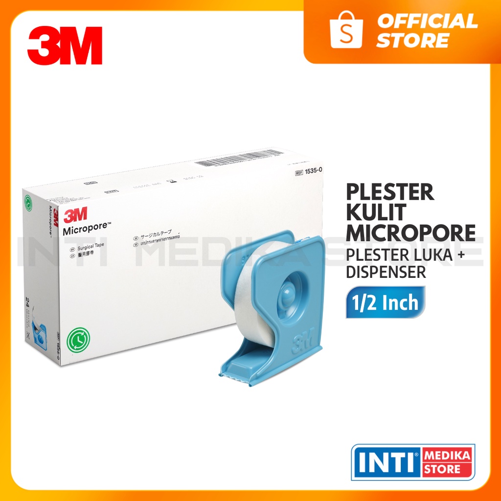 Jual 3M - Plester Kulit MICROPORE 1/2 Inch + Dispenser | Plester Luka ...