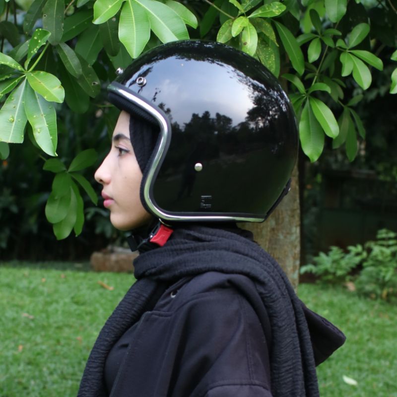 Jual helm bogo retro list crom dewasa SNI terbaru 2022 polos helm klasik helm Vespa | Shopee ...