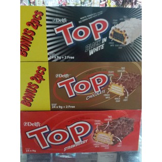 Jual Delfi TOP wafer cokelat / strawberry / black in white 1 box isi 24 ...