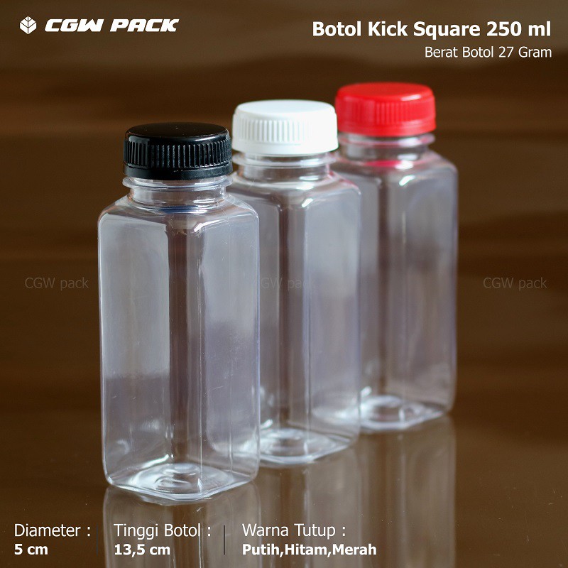 Jual Botol Plastik 250 ml / Botol Kick Square 250 ml - Tutup Segel ...