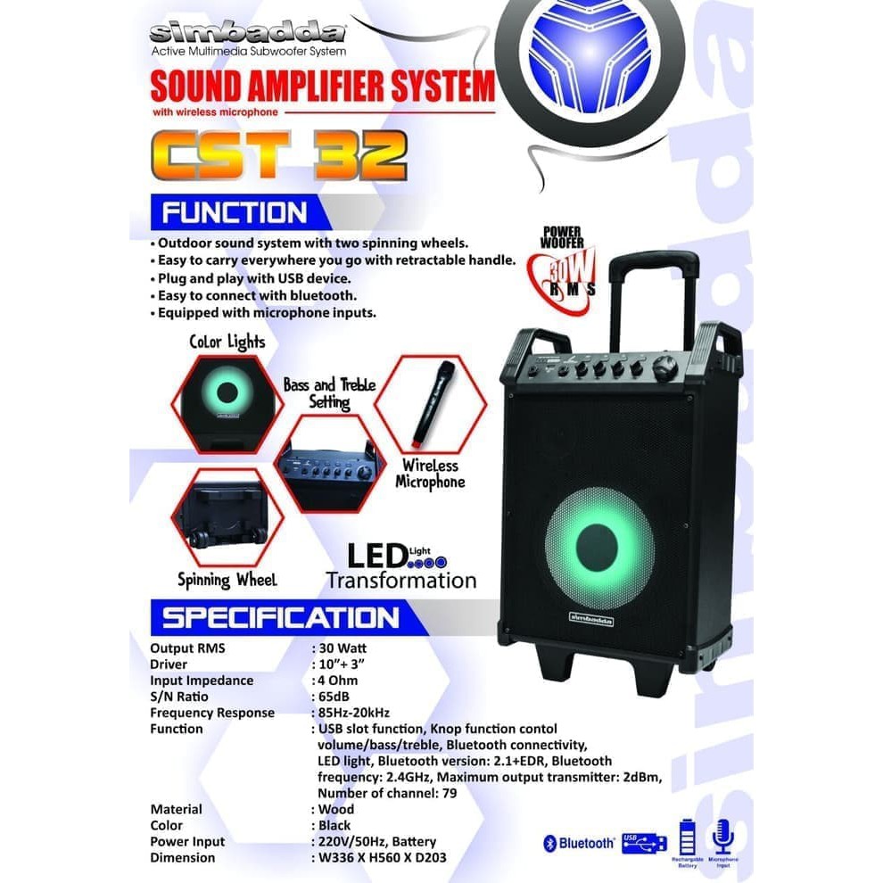 Jual Speaker simbada CST 32 trolly amplifier sound system | Shopee ...